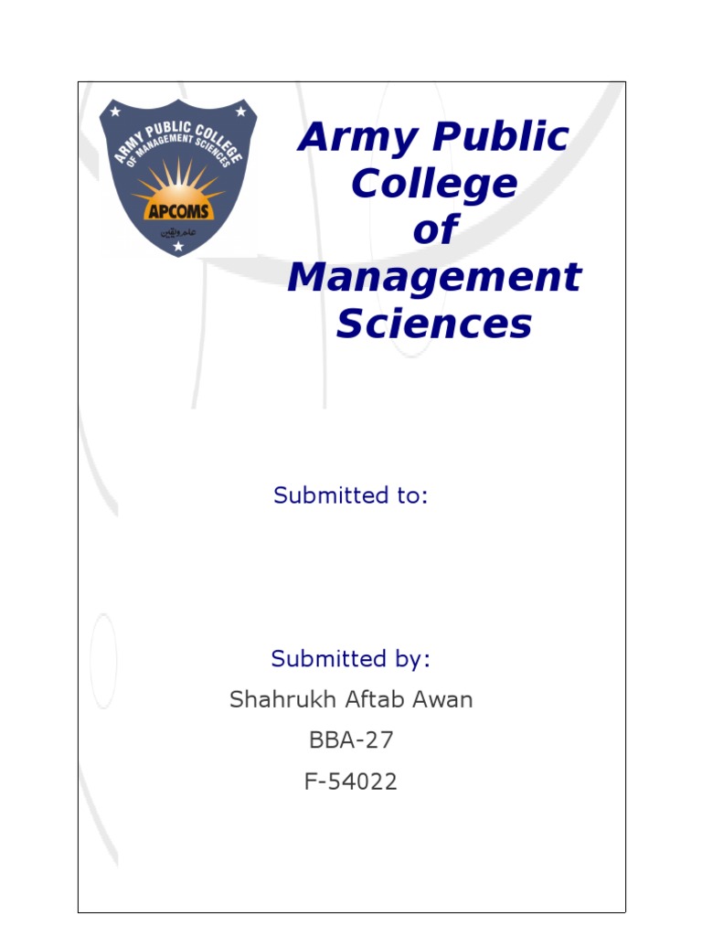 Army Public College Management Assignment | PDF