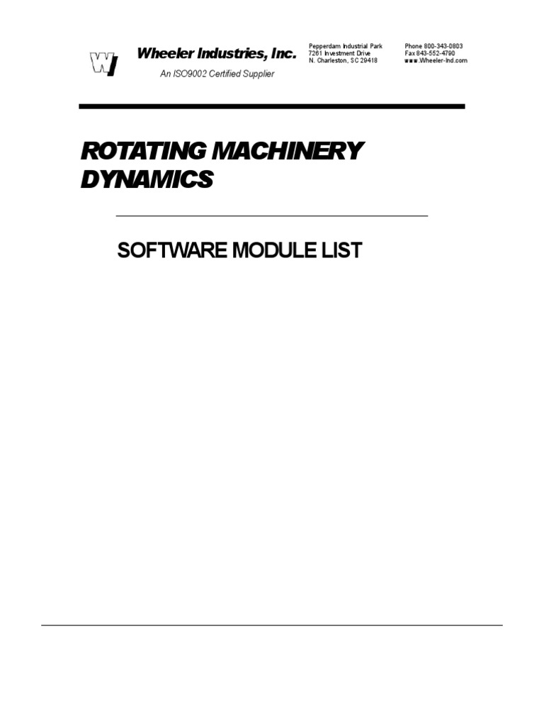 Comprehensive Rotating Machinery Dynamics Software Module List from ...
