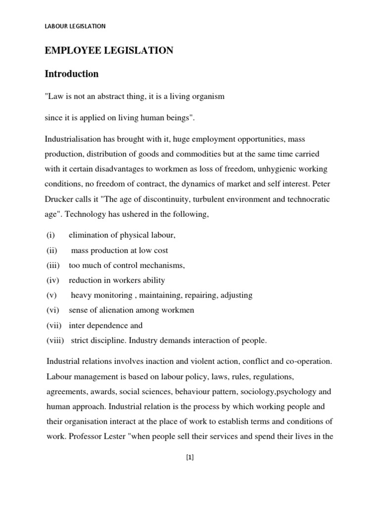 Employee Legislation | PDF | Trade Union | International Labour ...
