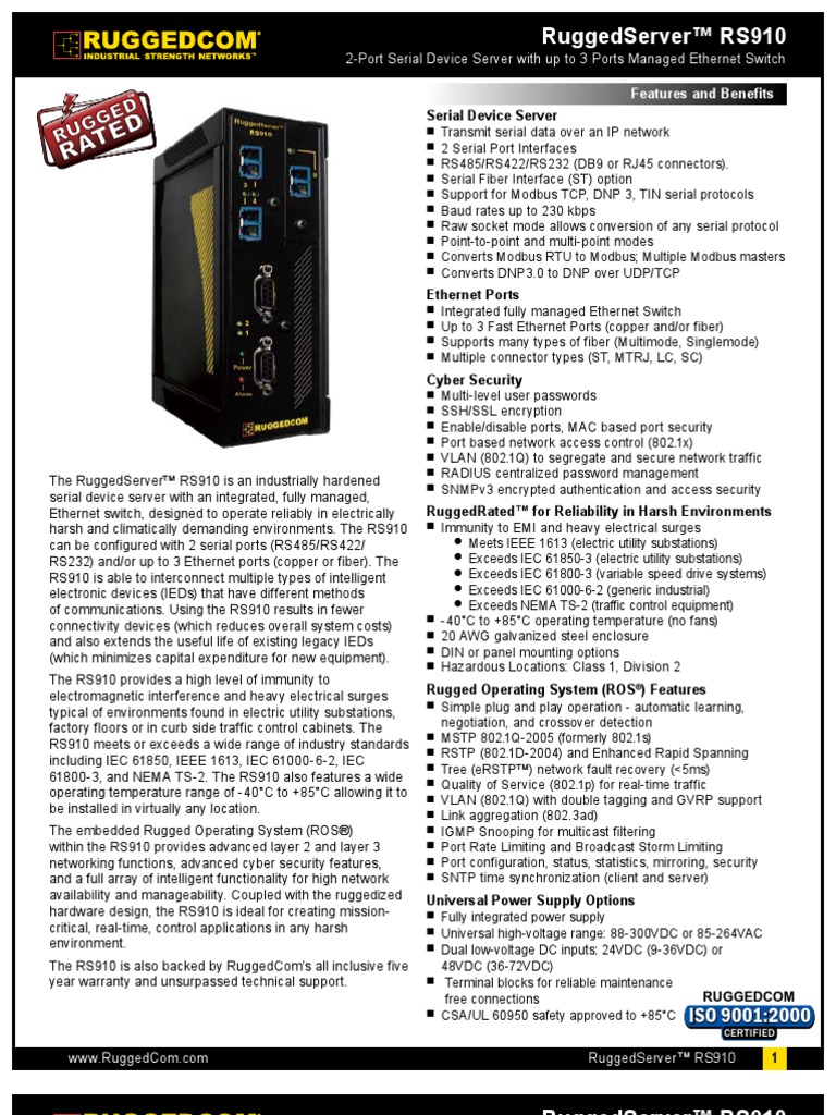 rs910_datasheet | Computer Network | Network Switch