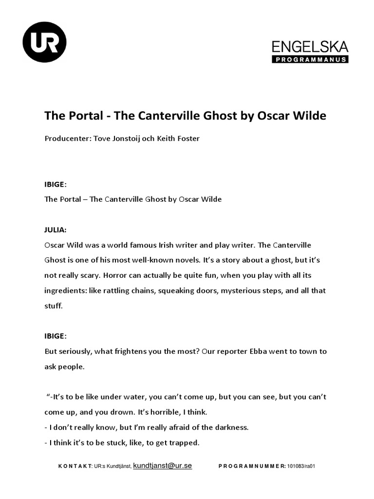 The Portal - The Canterville Ghost by Oscar Wilde | PDF | Ghosts