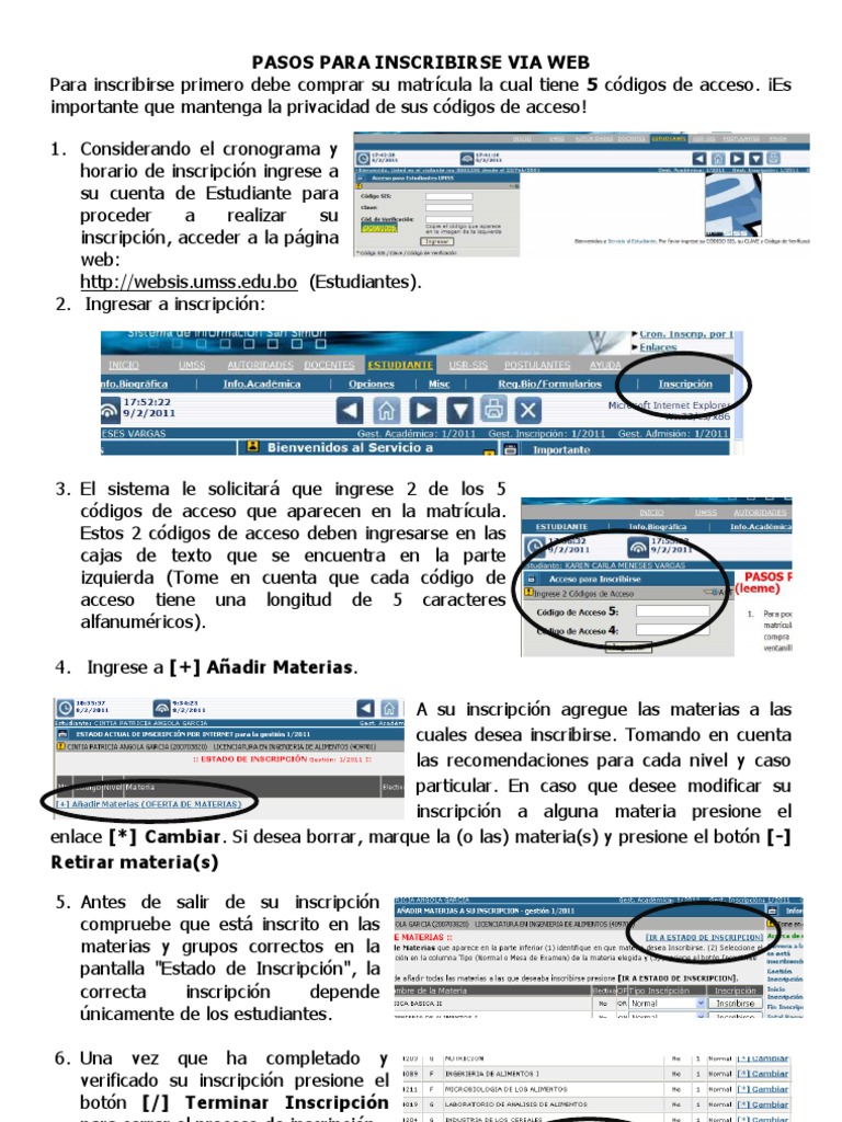 Pasos Inscripcion Websis | PDF