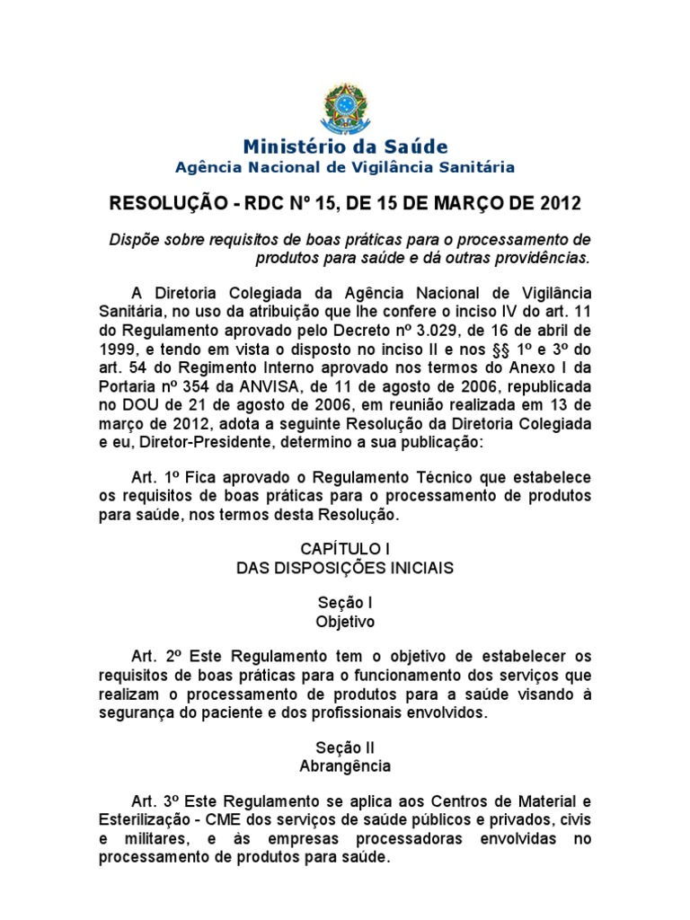 RDC 15 - 2012 Cme | PDF | Esterilização (Microbiologia) | Embalagem e ...