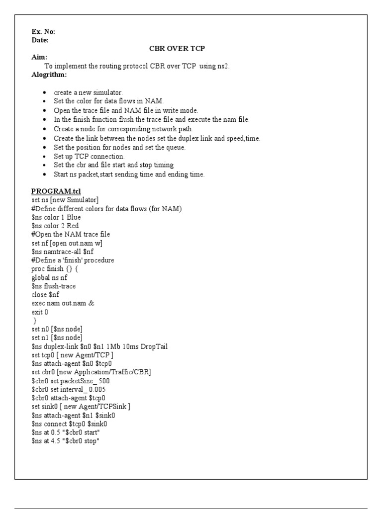 Ns2 Experiments Pdf Transmission Control Protocol Routing 