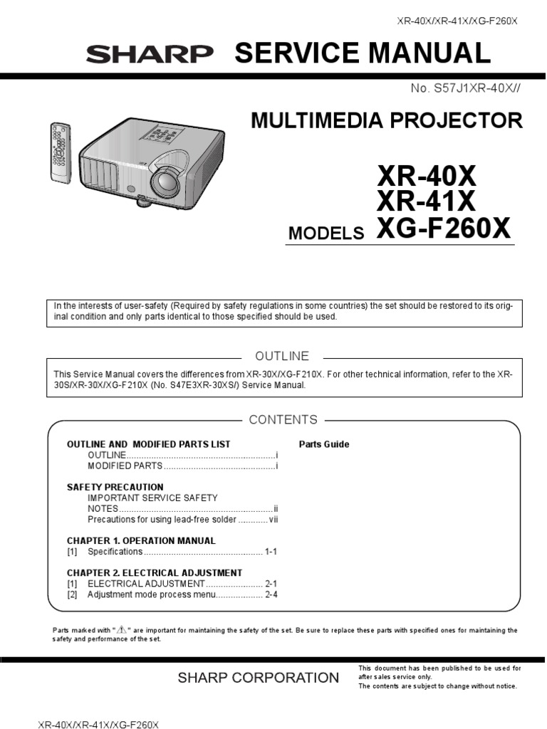 XR40 - XR41 - XGF260X Sharp Service Manual | PDF | Solder | Color Balance