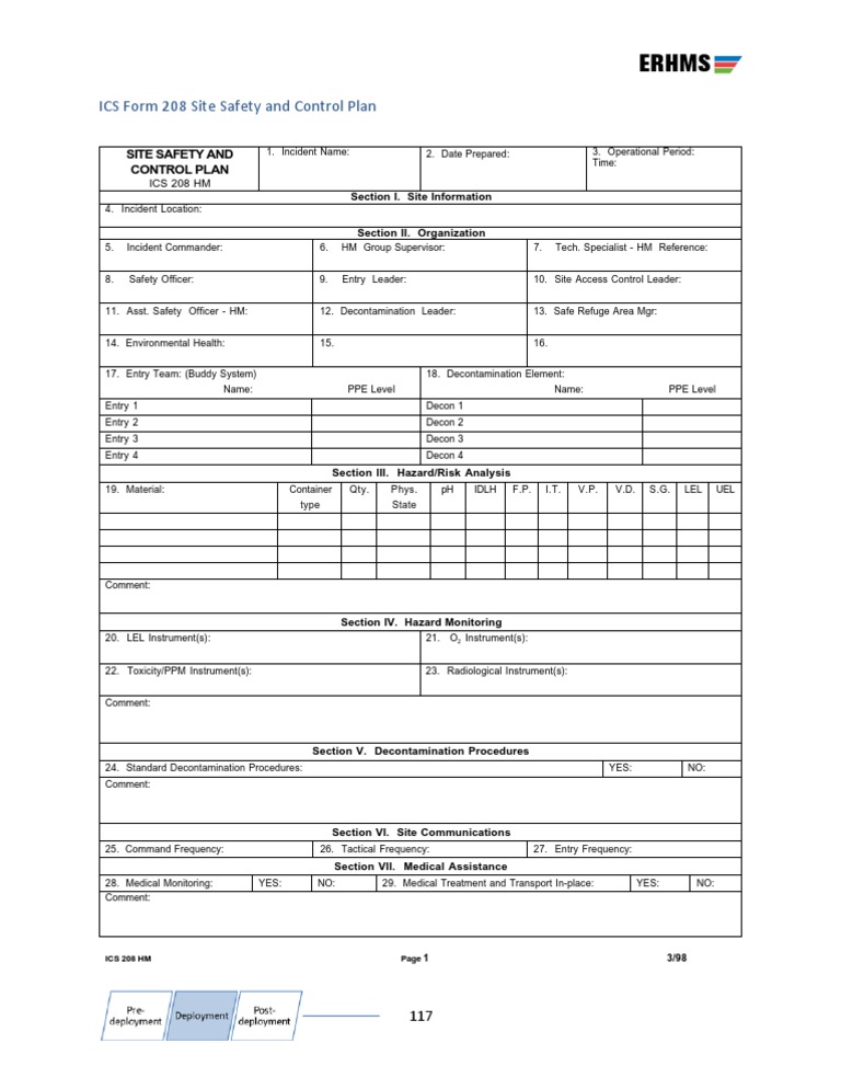 ICS Form 208 Site Safety and Control Plan | PDF