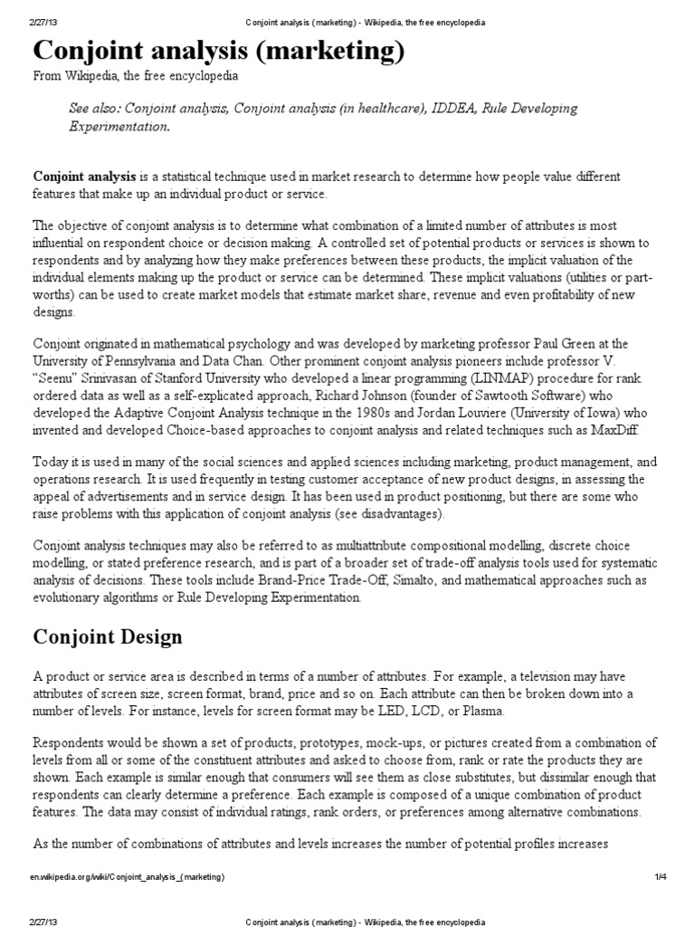 Conjoint Analysis (Marketing) - Wikipedia, The Free Encyclopedia | PDF ...