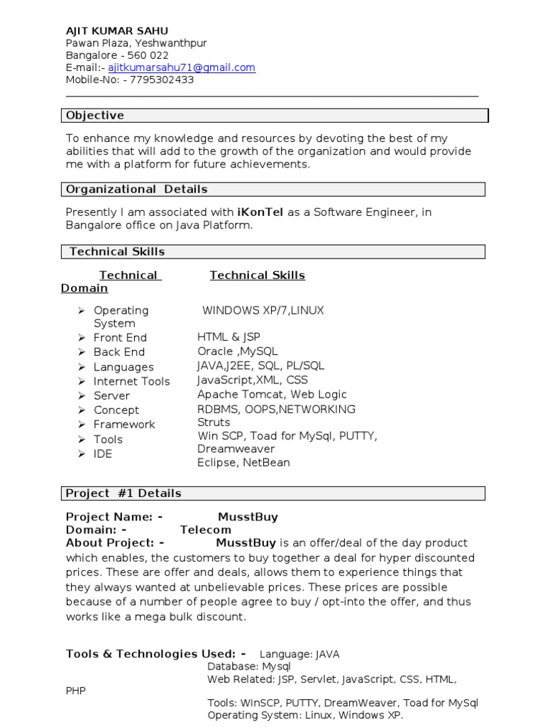 Resume Ajit | Download Free PDF | Net Beans | Applications & Software