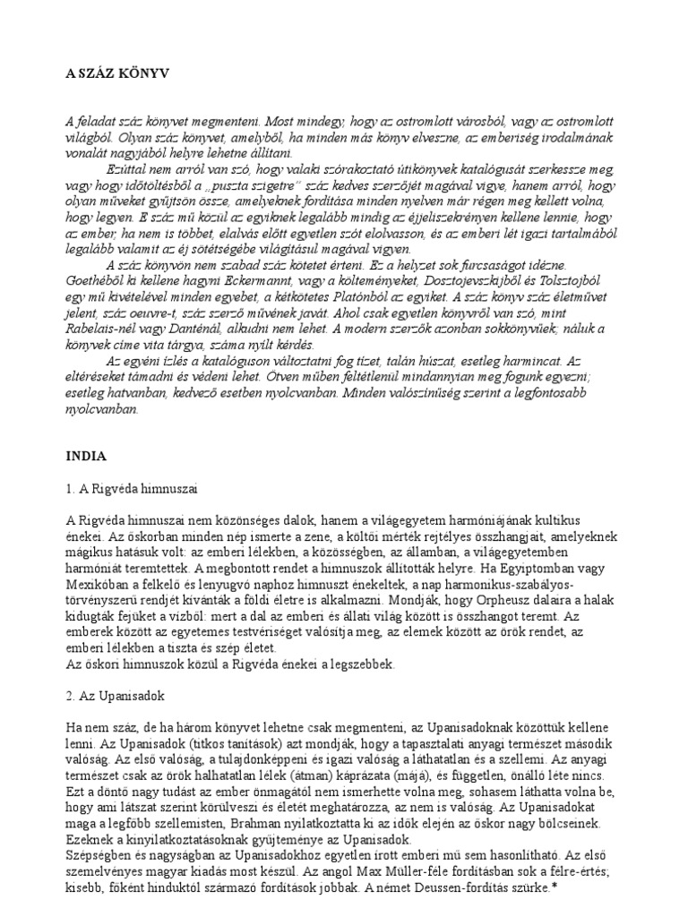 Hamvas Bela 100 Konyv | PDF