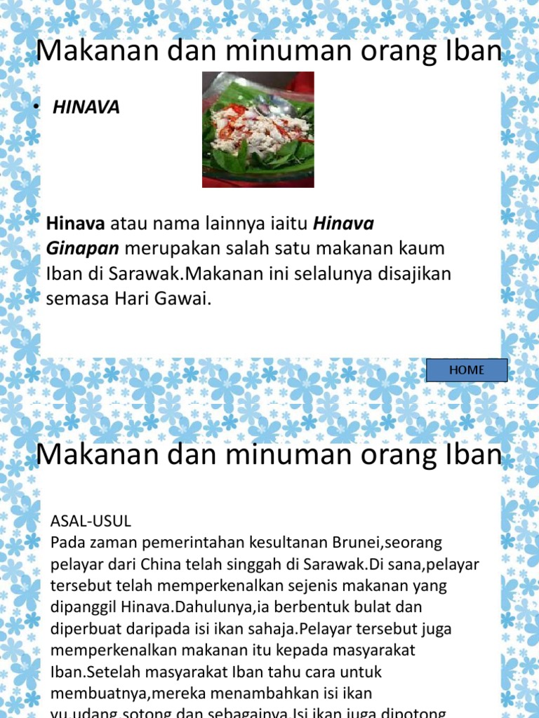 Makanan Dan Minuman Orang Iban | PDF