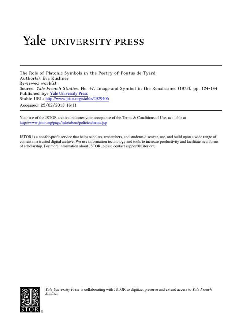 The Role of Platonic Symbols in The Poetry of Pontus de Tyard | PDF ...