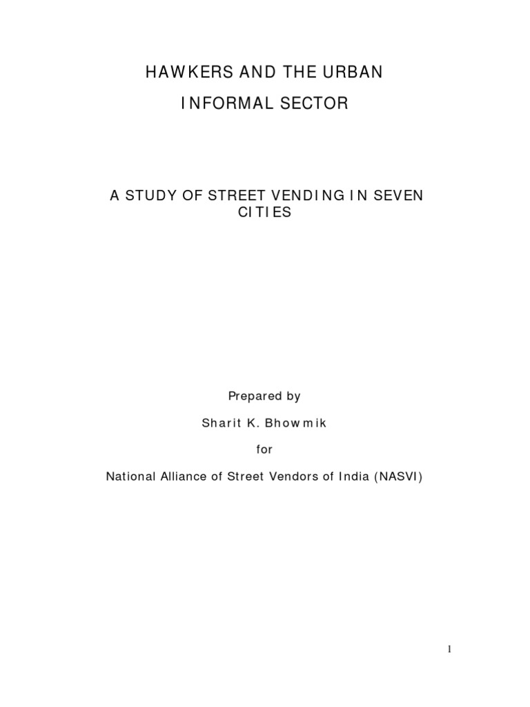 Hawkers and The Urban Informal Sector | PDF | Informal Sector | Kolkata