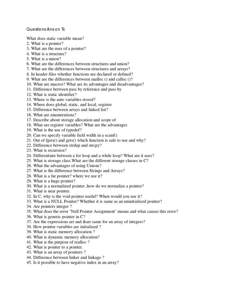 C Interview Questions With Answers | Pointer (Computer Programming) | C ...
