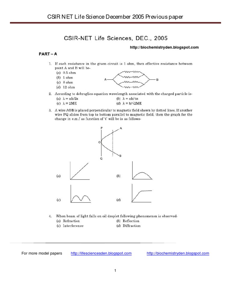 CSIR NET Life Science Dec 2005 Paper | PDF | Science | Science And ...