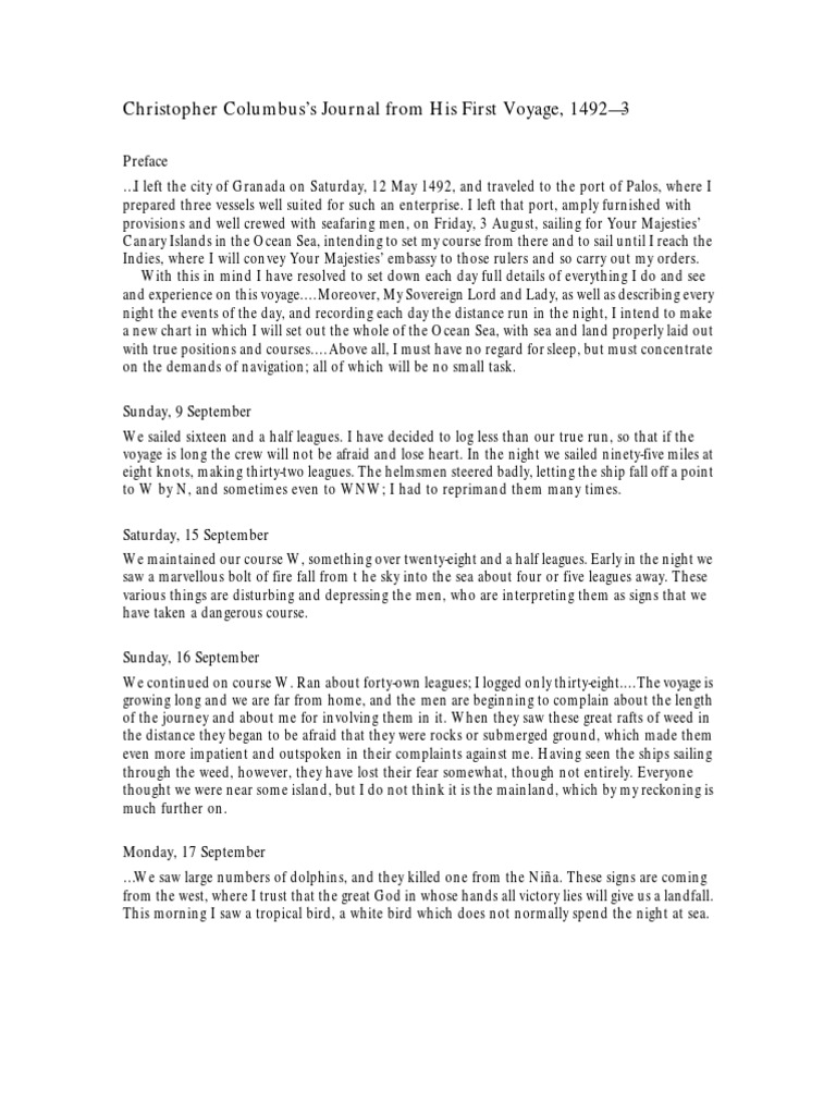 Columbus Journal | Download Free PDF | Christopher Columbus | Voyages ...