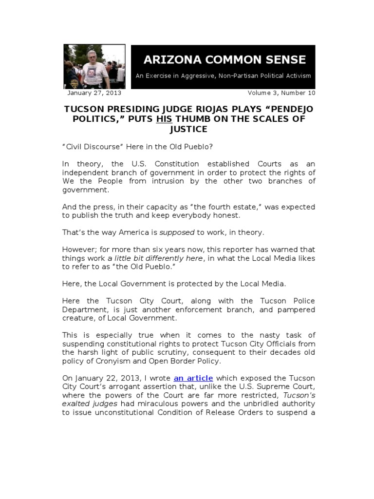 Tucson City Court Judge Riojas Puts His Thumb On The Scales of Justice ...