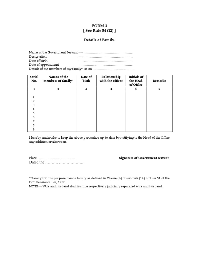 Form 3: Family Details for Employees | PDF | Social Institutions ...