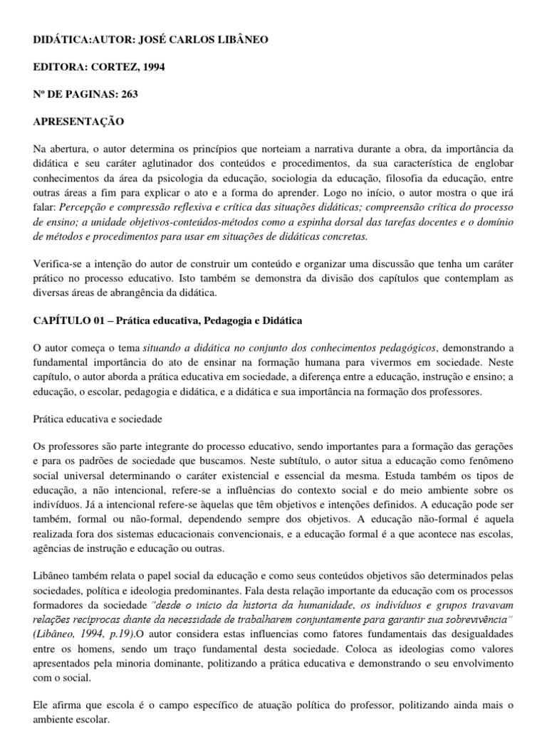 DIDÁTICA - Libaneo | PDF