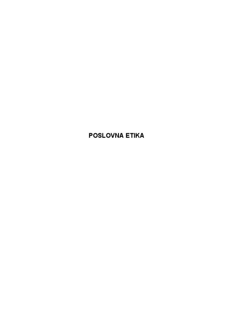 Poslovna Etika | PDF