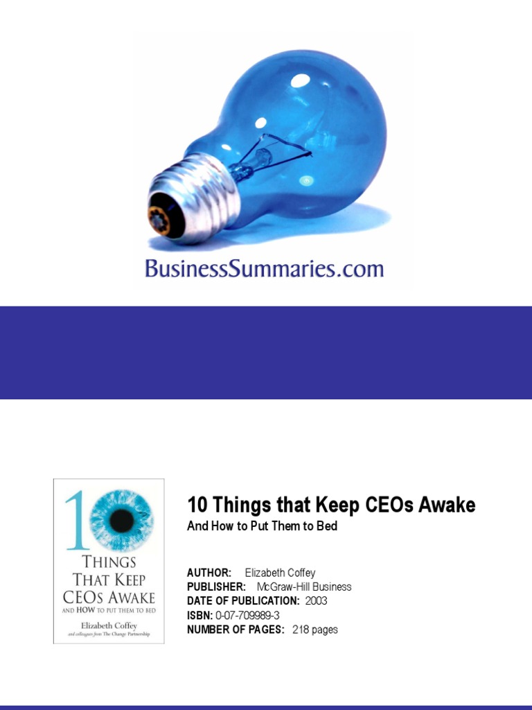 10 Things That Keeps CEOs Awake BIZ | PDF | Chief Executive Officer ...