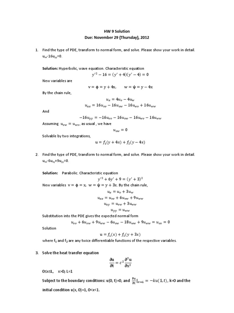 HW9 Solution | PDF | Sine | Partial Differential Equation