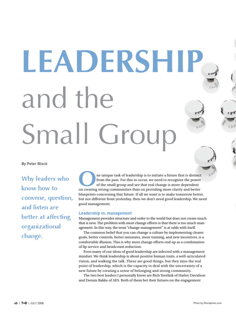 Leadership: and The Small Group | PDF | Facilitator | Community