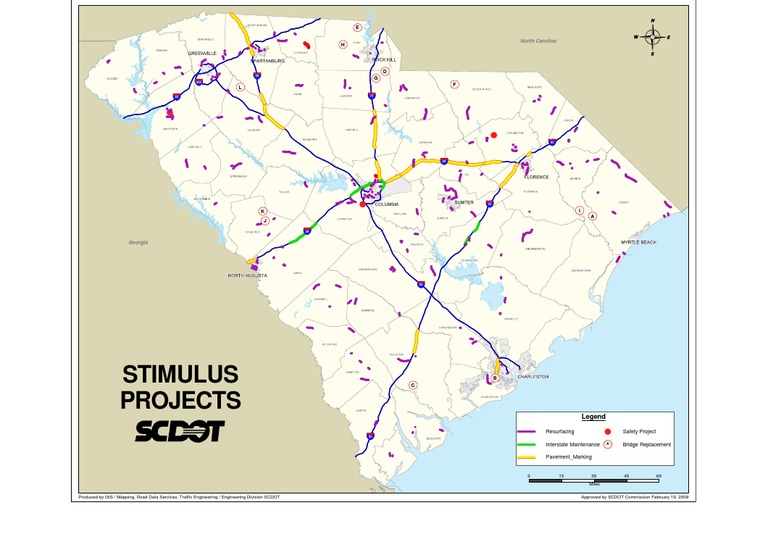 SCDOT Approved Stimulus Projects Map | PDF | Interstate Highway System ...