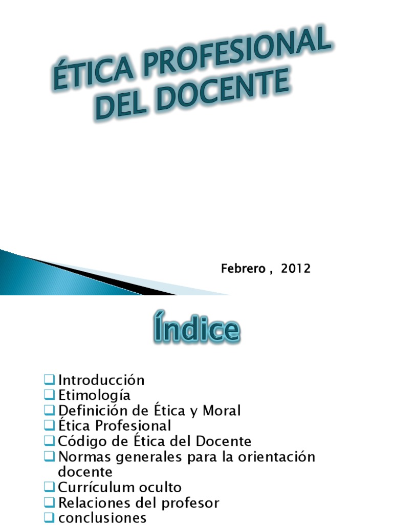 Etica Profesional Del Docente | PDF | Ética profesional | Moralidad
