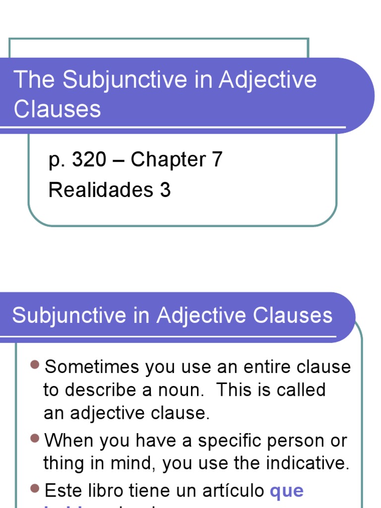Subjunctive in Spanish Adjective Clauses | PDF