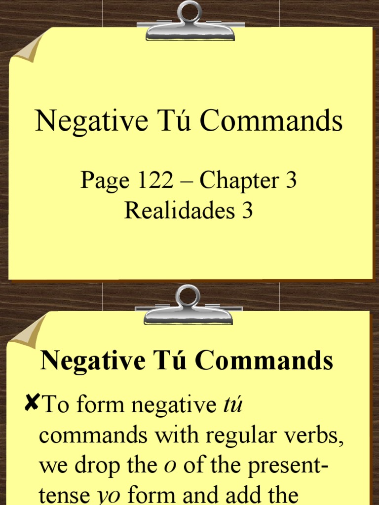 Forming Negative Tú Commands in Spanish | PDF | Cooking, Food & Wine ...