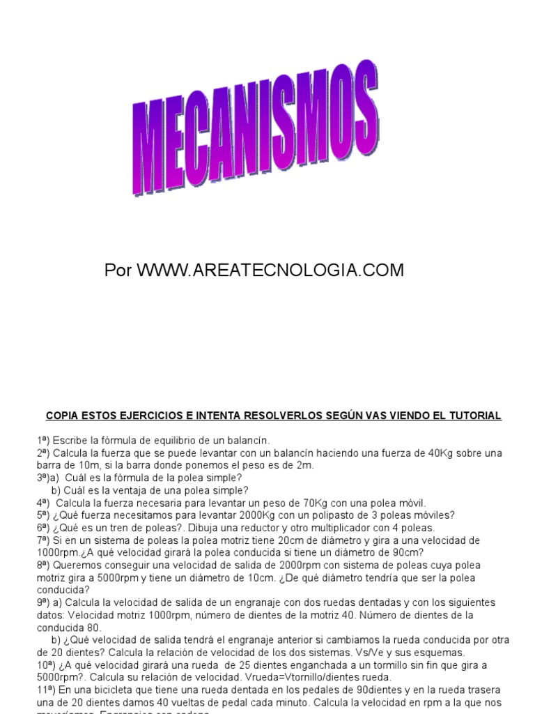 MECANISMOS | PDF | Engranaje | Eje