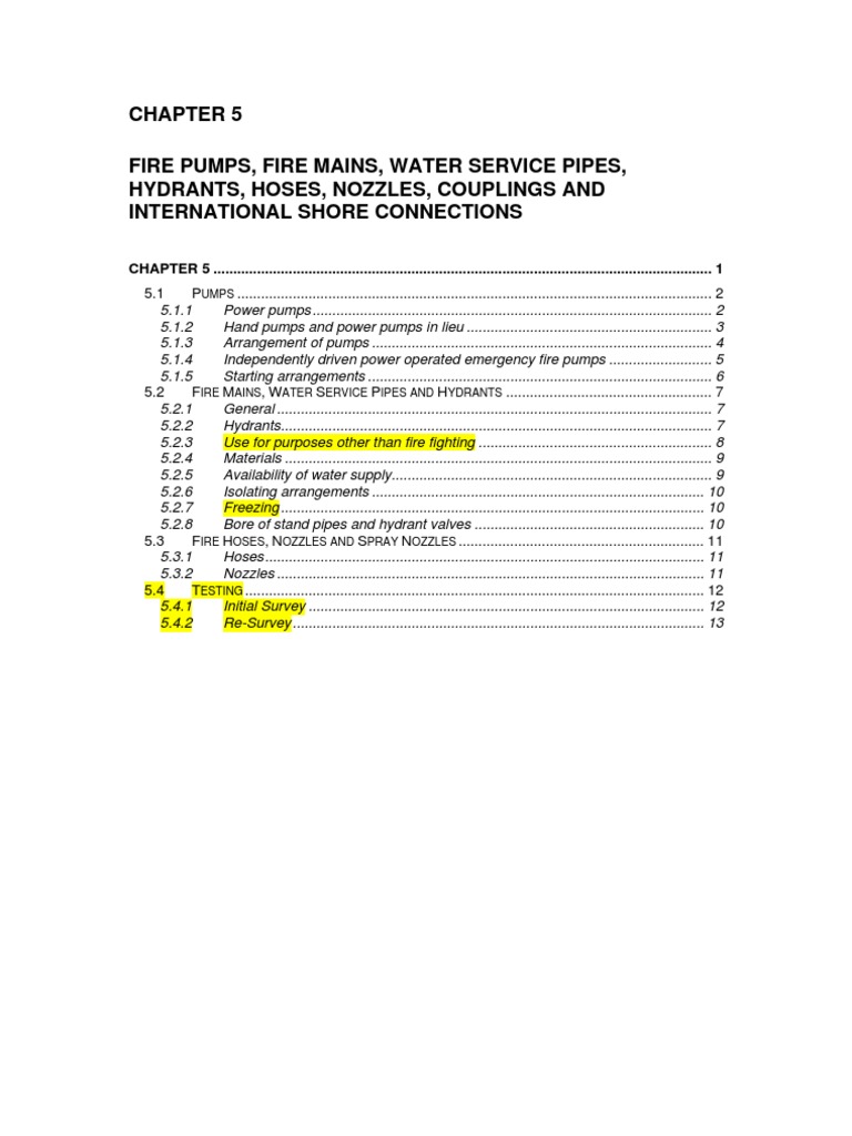 Fire Pumps, Fire Mains, Water Service Pipes, Hydrants, Hoses, Nozzles ...
