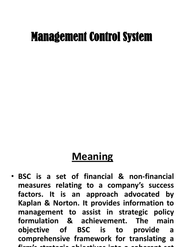 Management Control System | PDF | Management Accounting | Strategic ...