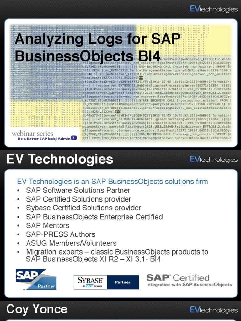 Sap Businessobjects Bi4 Log Analysis Pdf Sap Se Server Computing 9773