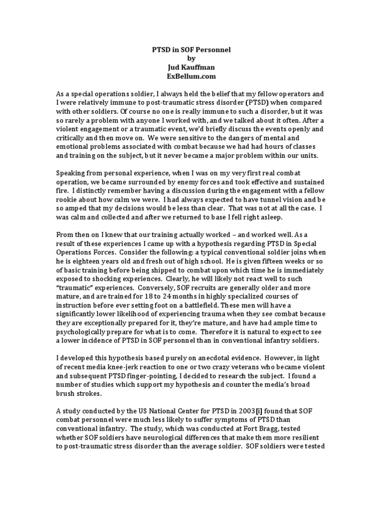 PTSD and Special Operations Forces | PDF | Posttraumatic Stress ...