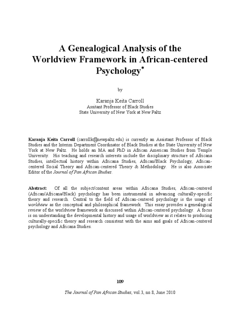 A Genealogical Analysis of The Worldview Framework in African-Centered ...