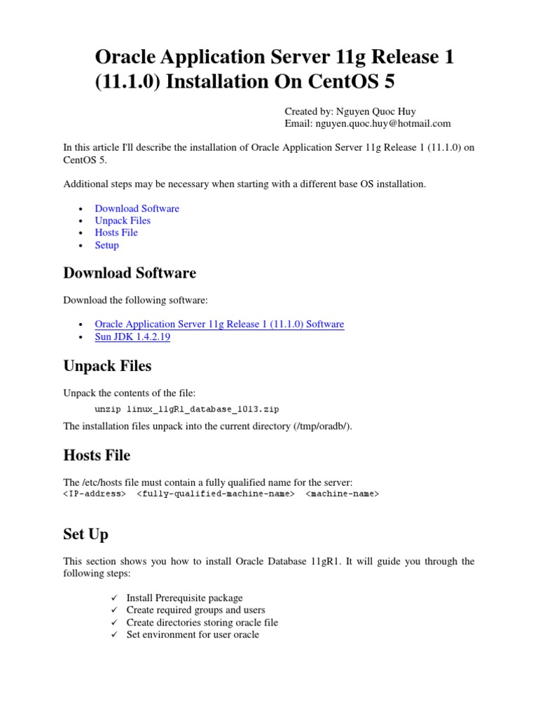 Installing Oracle Application Server 11g R1 On CentOS | PDF | Superuser ...