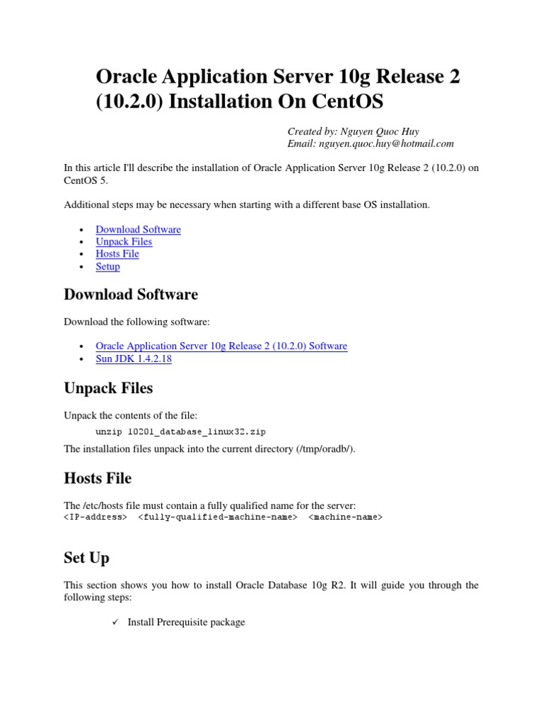 Installing Oracle Application Server 10g Release 2 On CentOS | PDF | Linux | Computer File