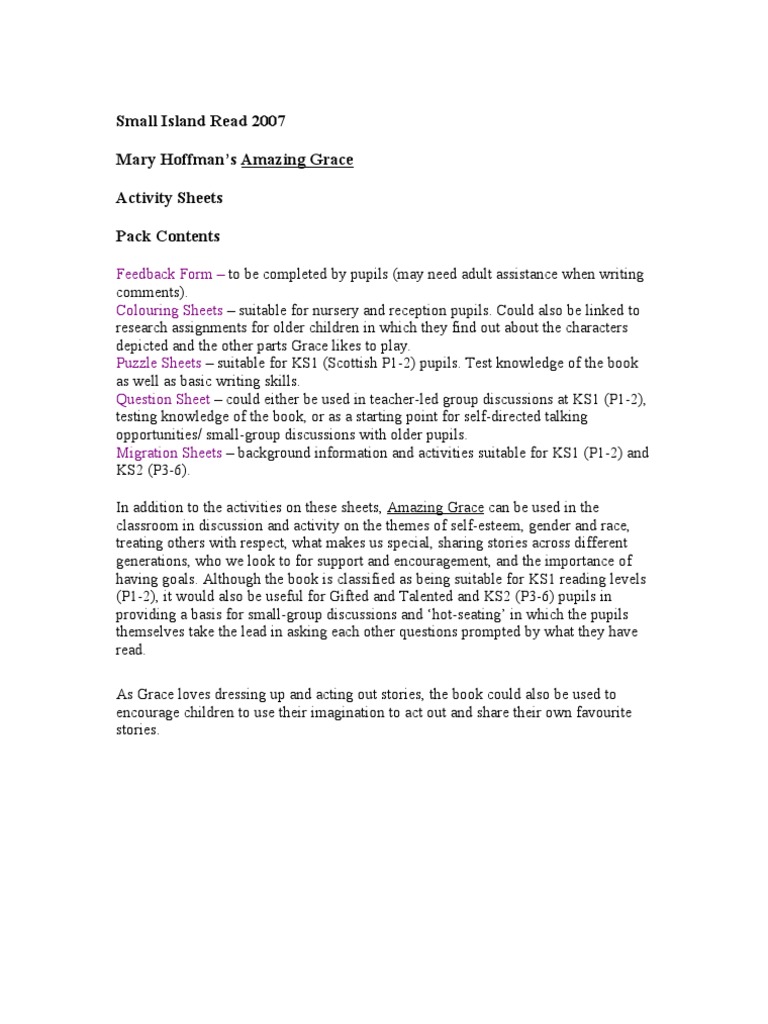 Amazing Grace Activity Pack Overview | PDF | History Of Slavery ...