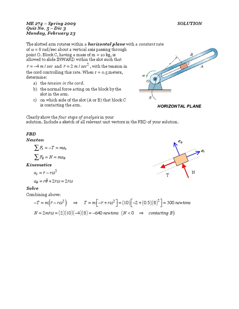 Quiz 5: Tension and Forces Analysis | PDF