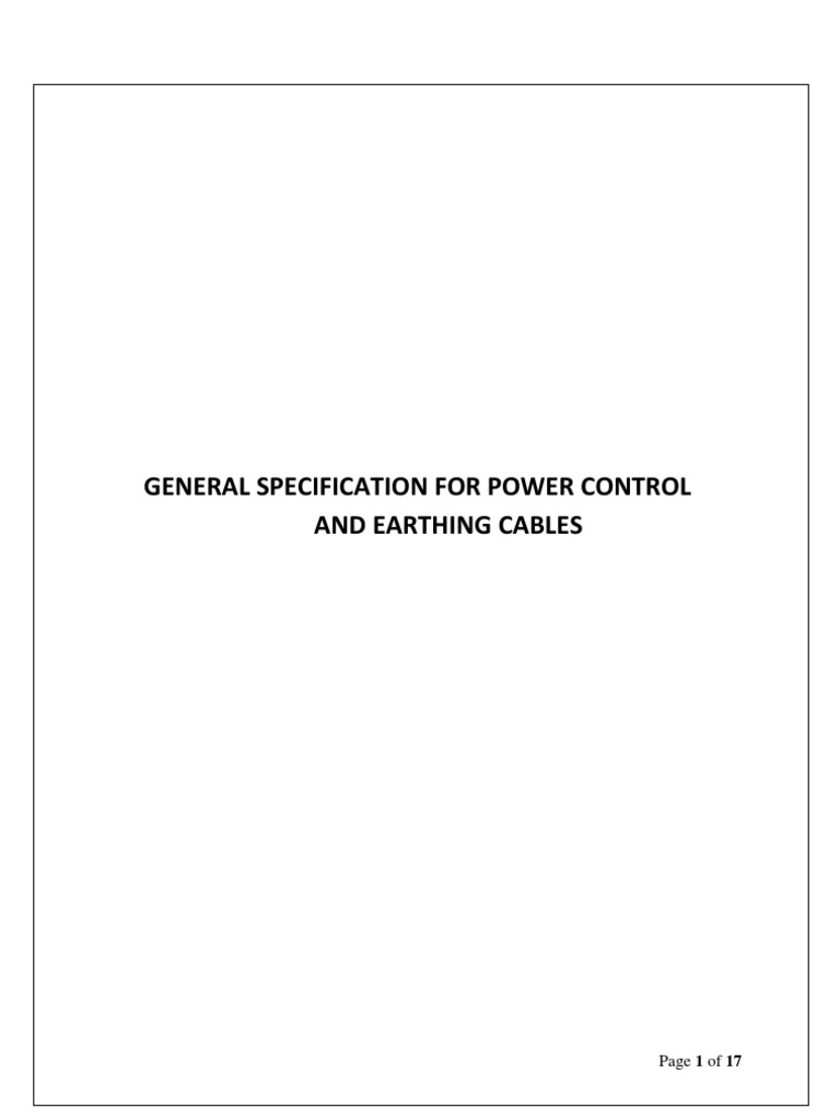Specification For Power Control & Earthing Cables PDF | PDF ...