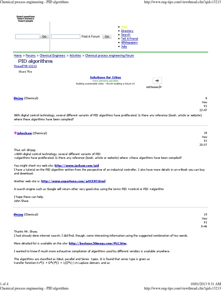 Chemical Process Engineering - PID Algorithms | PDF | Applied ...