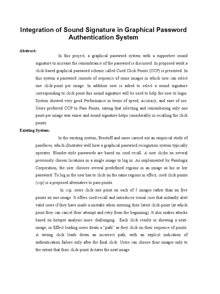 Integration of Sound Signature in Graphical Password Authentication ...