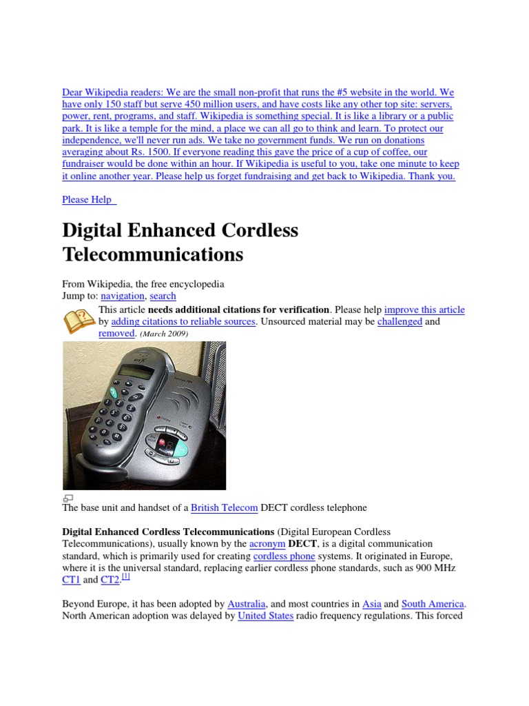 Digital Enhanced Cordless Telecommunications (Digital European Cordless ...