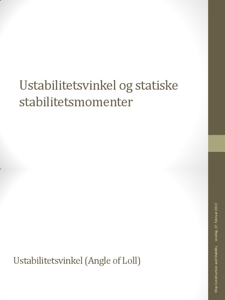 F 4 Angle of Loll and Moments of Static Stability | PDF