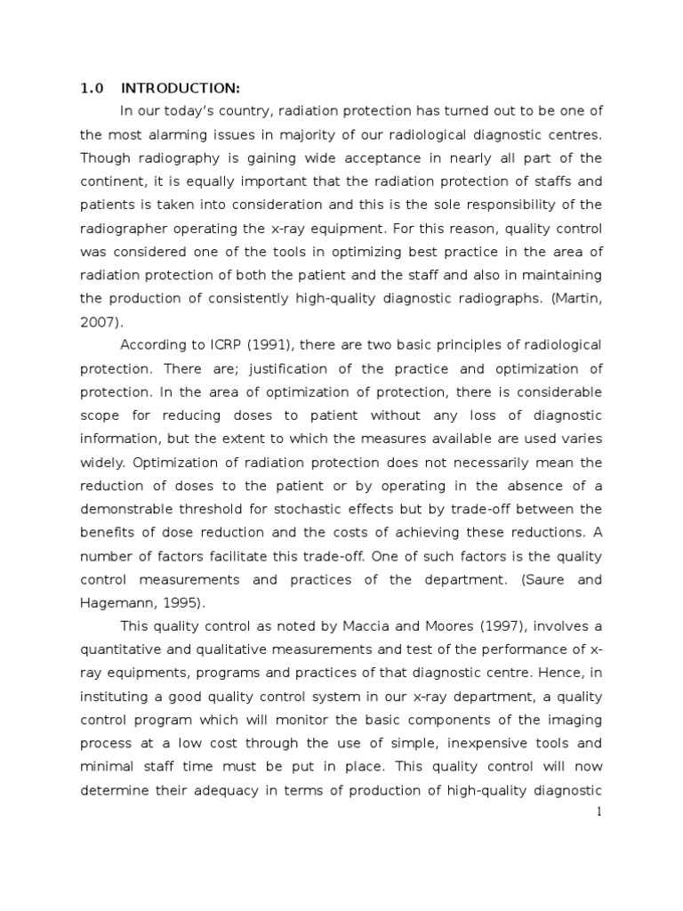 Quality Control in Diagnostic X-Ray Department | PDF | Radiography ...