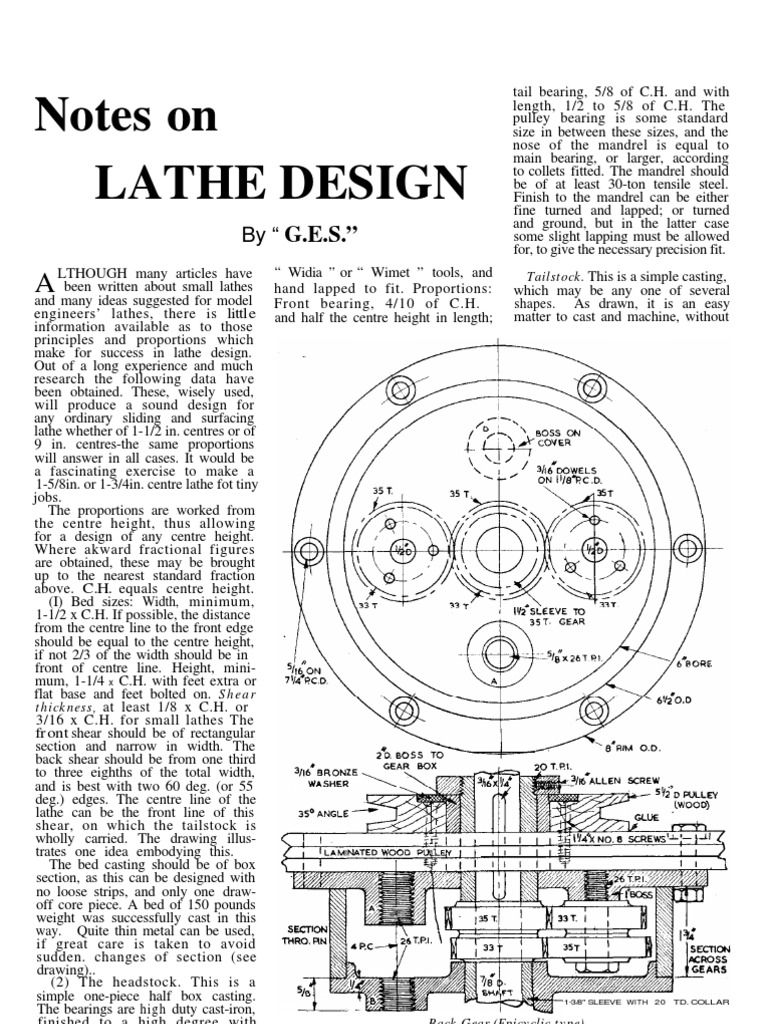 Lathe Design Principles and Blueprints | PDF | Metalworking ...