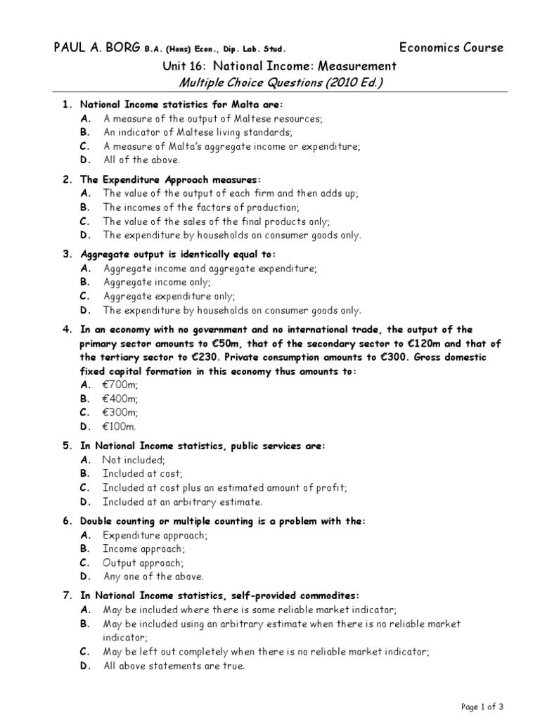 Measuring National Income: An Analysis of Key Concepts and Statistics ...