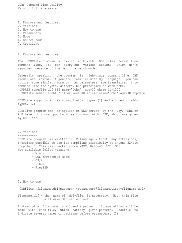 Cdbflite | PDF | Filename | Command Line Interface