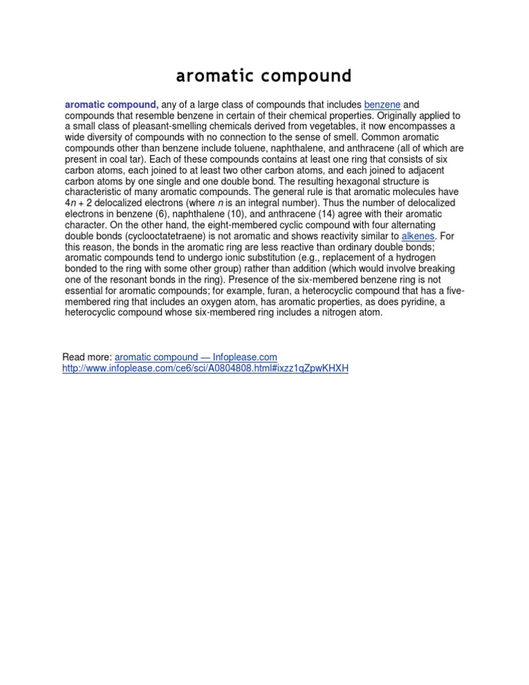 Simplest Aromatic Compound Explained | PDF